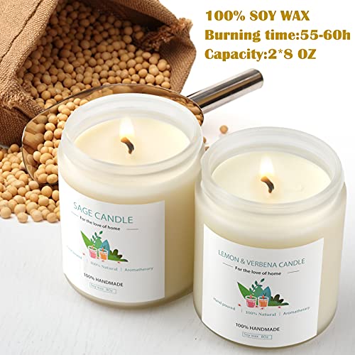 Sage Candles for Cleansing House, 2 Pack 8Oz 100 Hrs. Burning, Soy Wax Sage Scented Candles for Home Scented Candle, for House Energy Cleansing, Banishes Negative Energy, Purification and Healingā¦