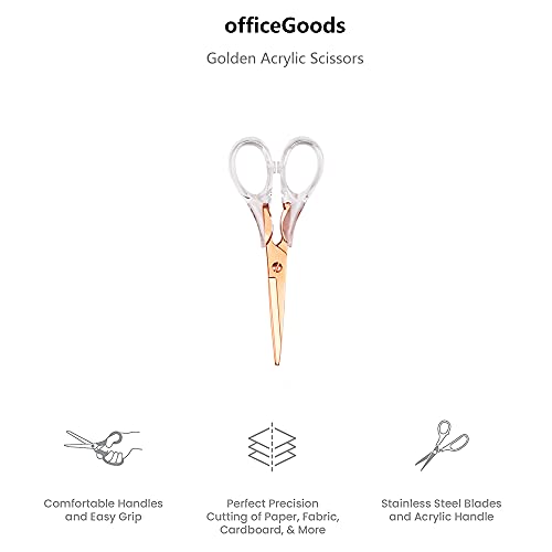 Acrylic Scissors,Stylish Scissors, Stainless Steel Scissors with Clear Acrylic Handle, Stationery Tool for Office, Home, School (Rosegold)