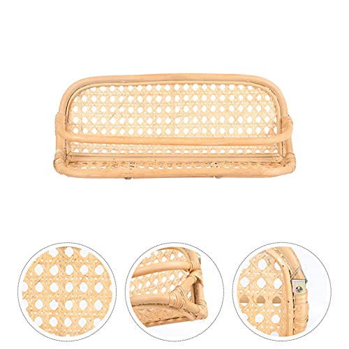 Lurrose Floating Display Shelf Wall Hanging Shelf Rattan Floating Shelves Wall Mount Bathroom Shelves Magazine Wall Rack Storage Basket for Farmhouse Kitchen Bathroom Rattan Wall Basket