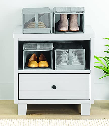 Whitmor Gray Mesh Shoe Boxes-Set of 4