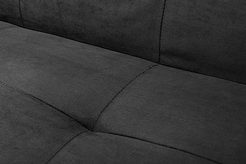 FANYE Modern Futon Sofa Convertible Sleeper Couch Bed, Soft Loveseat & Sofabed for Home Office Apartment Small Space Living Room Napping,Armless Love Seats W/Recliner Backrest,No Pillow, Black