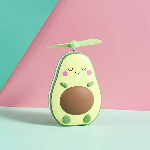 CUCUDAI Portable Avocado Shape Handheld Mini Air Cooler Fan with Fill Light Mirror USB Rechargeable Small Personal Cooling Tools for Home Office Outdoor Travel Summer Appliances-Green, as shown