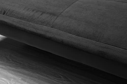 FANYE Modern Futon Sofa Convertible Sleeper Couch Bed, Soft Loveseat & Sofabed for Home Office Apartment Small Space Living Room Napping,Armless Love Seats W/Recliner Backrest,No Pillow, Black