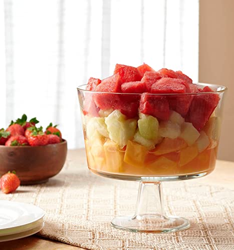 Godinger Trifle Bowl, Fruit Bowl, Italian Made Crystal Glass Footed Trifle Bowls, Dessert Display Cake Stand - Made in Italy