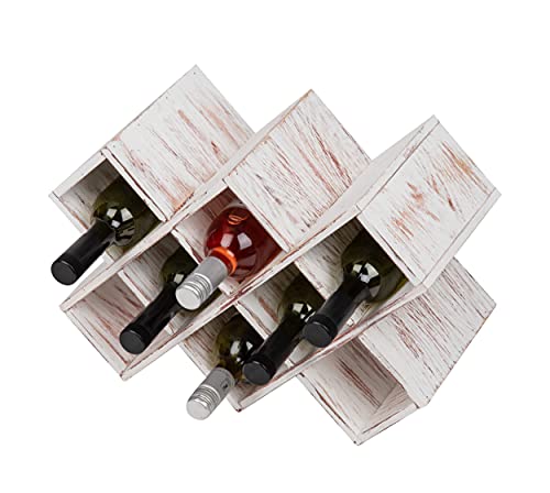 Mind Reader Freestanding Wine Rack, Rustic Countertop Storage Shelf, Farmhouse Decor, Bartop Accent Feature, Supports 33 Lbs, Holds 8 Bottles, Torched Wood, Brown