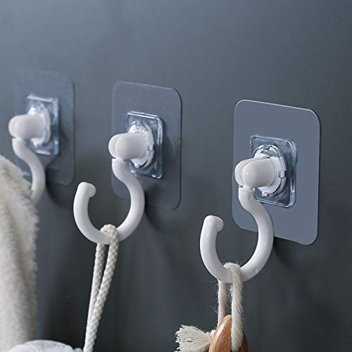 Akenhety Adhesive Wall Hook Heavy Duty Coat Hooks for Hanging Bag, Hat,Towel, Closet Clothes Hanger House Plant Hanger Kitchen Bathroom Bedroom Utility Hooks(6 Packs,White)