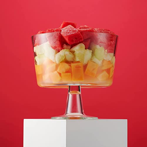 Godinger Trifle Bowl, Fruit Bowl, Italian Made Crystal Glass Footed Trifle Bowls, Dessert Display Cake Stand - Made in Italy