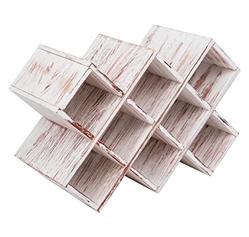 Mind Reader Freestanding Wine Rack, Rustic Countertop Storage Shelf, Farmhouse Decor, Bartop Accent Feature, Supports 33 Lbs, Holds 8 Bottles, Torched Wood, Brown