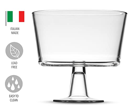 Godinger Trifle Bowl, Fruit Bowl, Italian Made Crystal Glass Footed Trifle Bowls, Dessert Display Cake Stand - Made in Italy
