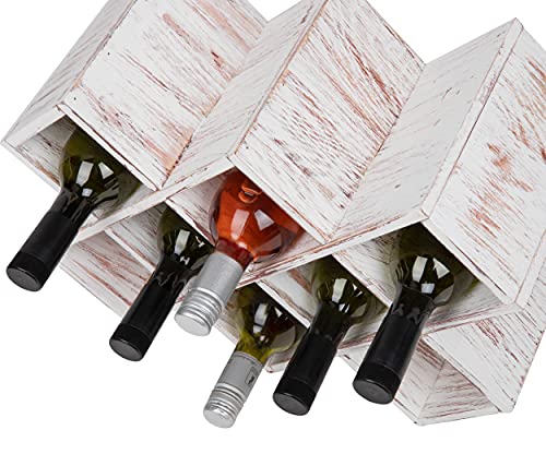 Mind Reader Freestanding Wine Rack, Rustic Countertop Storage Shelf, Farmhouse Decor, Bartop Accent Feature, Supports 33 Lbs, Holds 8 Bottles, Torched Wood, Brown