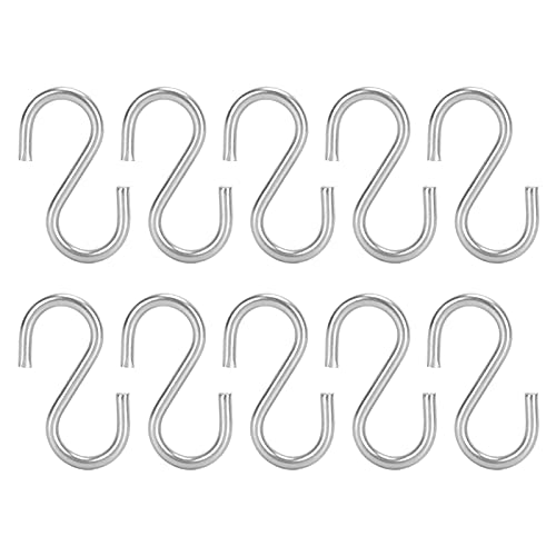 Tissting 20 Pcs M3 S Shaped Hooks Heavy Duty Stainless Steel Hanging Hooks Multi Purpose Hooks for Basketball Hoop Garden Bedroom(36.8mm / 1.6in)