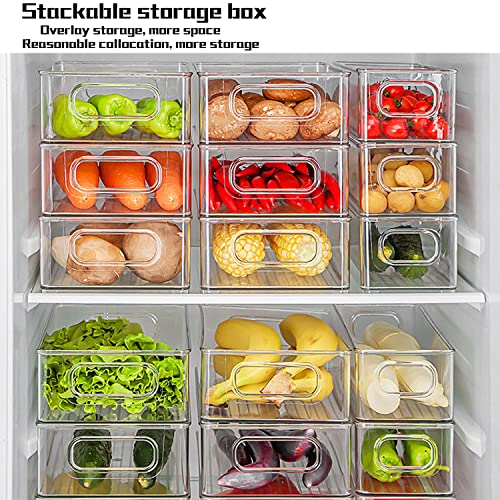 Refrigerator Organizer Bins,Kstkry 4 Piece Transparent Kitchen Storage Box Adaptable To Freezer Kitchen Cabinet Pantry Food Storage Shelf Beverage Fruit Canned Goods Vegetables Cheese(BPA free)
