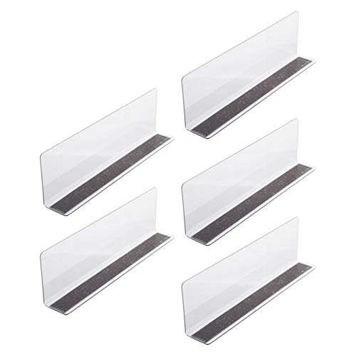 iplusmile Shelf Dividers Plastic Shelf Divider, Closet Shelf Organizer Clear Plastic Closet Separator with Magnetic Bottom for Kitchen Office Supermarket, 5pcs