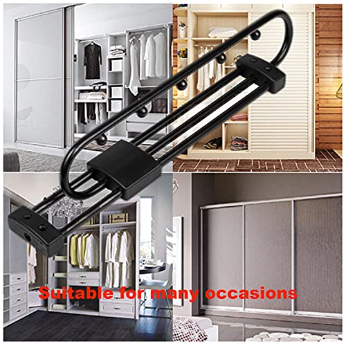 ZHENXIN Extendable Pull Out Closet Rod Sliding Wardrobe Closet Rod Hanging Rod for Closet Storage Wardrobe Clothes Hanger Rail Towel Ideal for Closet(Black)(yijiagan001)