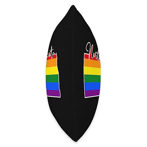 North Dakota Map USA State Rainbow Pride Flag North Dakota Map USA State Rainbow Flag Pride Month Throw Pillow, 16x16, Multicolor