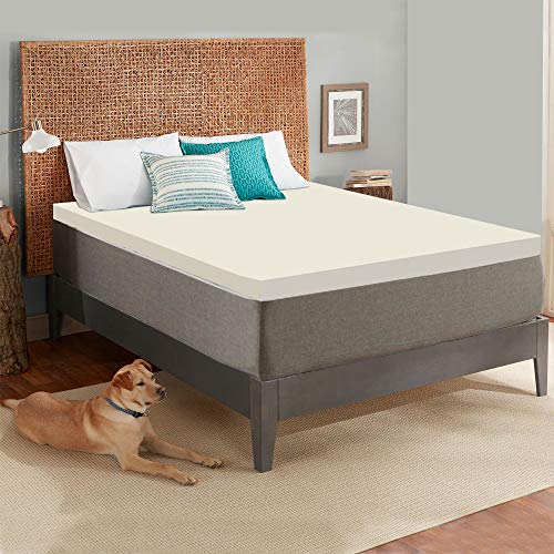 Treaton 1-inch Soft Foam Toppers with Orthopedic Benefits | Provides Proper Back Support and Relieves Pain, Extends Mattress Topper Life, Improves Better Posture, Queen, Off-Yellow