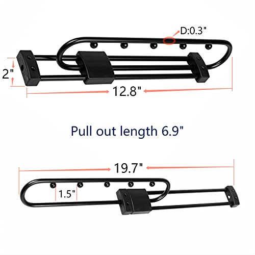 ZHENXIN Extendable Pull Out Closet Rod Sliding Wardrobe Closet Rod Hanging Rod for Closet Storage Wardrobe Clothes Hanger Rail Towel Ideal for Closet(Black)(yijiagan001)
