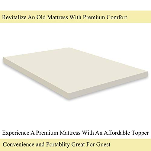Treaton 1-inch Soft Foam Toppers with Orthopedic Benefits | Provides Proper Back Support and Relieves Pain, Extends Mattress Topper Life, Improves Better Posture, Queen, Off-Yellow
