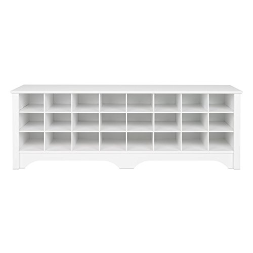 Pemberly Row 60" Wide 24-Pair Shoe Cubby Bench, Shoe Rack, Shoe Storage for Entryway, Mudroom, Hallway, Closet and Garage, White
