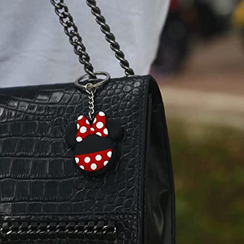 Max-ABC for Apple AirTag Case [2 Pack] Minnie Mickey Mouse Cute Cartoon AirTag Holder Case Soft Silicon Rubber Protective AirTag Cover with Metal Ring Hook for Key/Bag/Pet,A2