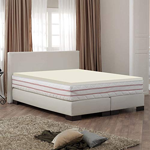 Treaton 1-inch Soft Foam Toppers with Orthopedic Benefits | Provides Proper Back Support and Relieves Pain, Extends Mattress Topper Life, Improves Better Posture, Queen, Off-Yellow