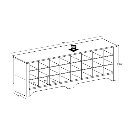 Pemberly Row 60" Wide 24-Pair Shoe Cubby Bench, Shoe Rack, Shoe Storage for Entryway, Mudroom, Hallway, Closet and Garage, White