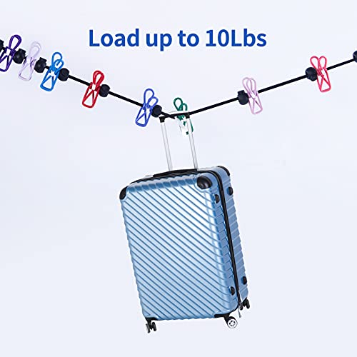 2 Pack Portable Travel Clothesline with 12 Clothespins, Clothes Line for Camping Accessories,Retractable Laundry Clothesline for Hiking,RV Accessories,Camping Gadgets,Laundry line for Drying Clothes