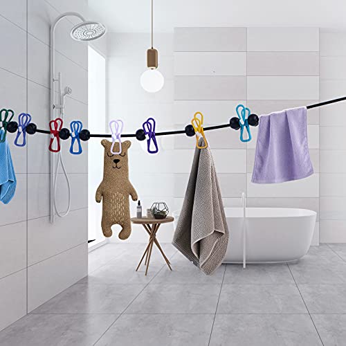 2 Pack Portable Travel Clothesline with 12 Clothespins, Clothes Line for Camping Accessories,Retractable Laundry Clothesline for Hiking,RV Accessories,Camping Gadgets,Laundry line for Drying Clothes