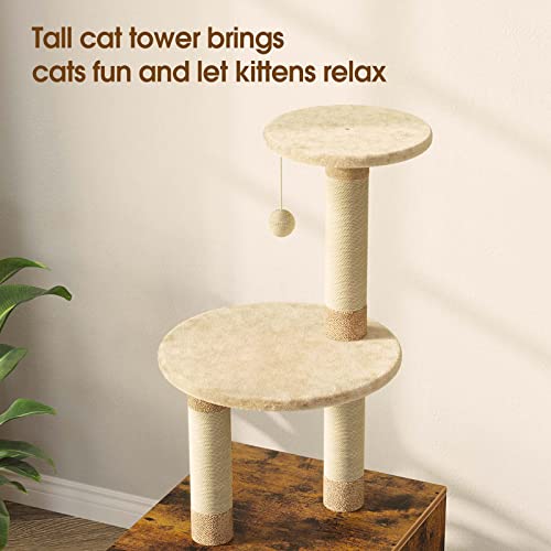 FavePaw Cat Litter Box Enclosure, Cat Tree with Litter Box Enclosure, Cat Litter Box Furniture with Cat Tree Tower and Condo, Indoor Cat House with Sisal Scratching Post and Soft Plush Perch, Brown