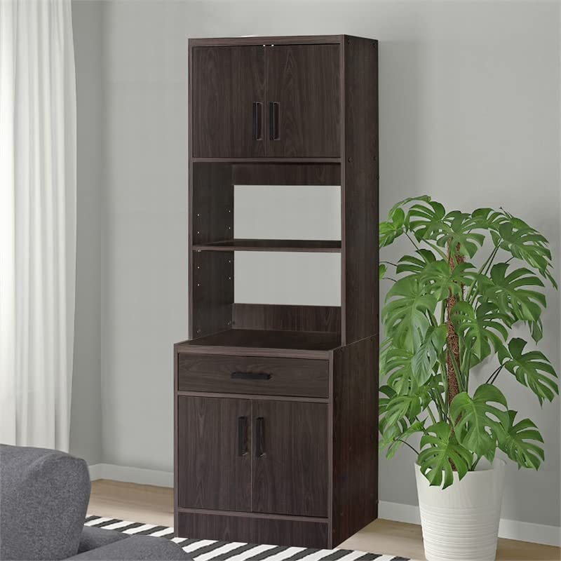 Better Home Products Shelby Tall Wooden Kitchen Pantry in Tobacco
