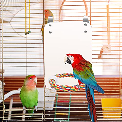 7ββ Bird Mirror Coolrunner Mirror for Bird Cage Bird Mirror for Parakeets Cage Cockatiels Conures Cage Bird Parrot Mirror with Rope Parrot