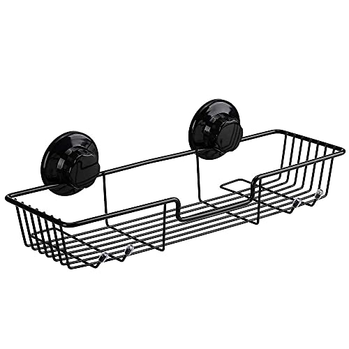 SANNO Suction Cup Soap Dish Holder Suction Shower Caddy Deep Bathroom Basket