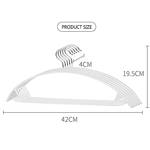 PJJXMY Clothes Hanger Rubber Coated Contour Metal No Bumps Hanger, Suit Hanger,Coat Jacket Hangers,Sweater Hanger, Ultra Thin Space Saving Heavy Duty Hook Durable T-Shirt Hanger (White, 10)