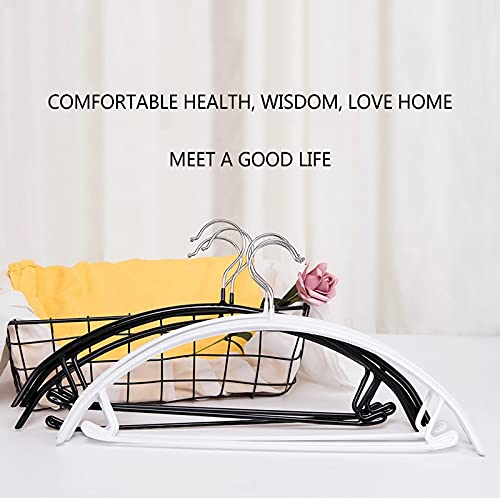 PJJXMY Clothes Hanger Rubber Coated Contour Metal No Bumps Hanger, Suit Hanger,Coat Jacket Hangers,Sweater Hanger, Ultra Thin Space Saving Heavy Duty Hook Durable T-Shirt Hanger (White, 10)