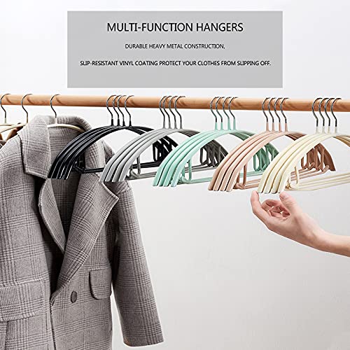 PJJXMY Clothes Hanger Rubber Coated Contour Metal No Bumps Hanger, Suit Hanger,Coat Jacket Hangers,Sweater Hanger, Ultra Thin Space Saving Heavy Duty Hook Durable T-Shirt Hanger (White, 10)