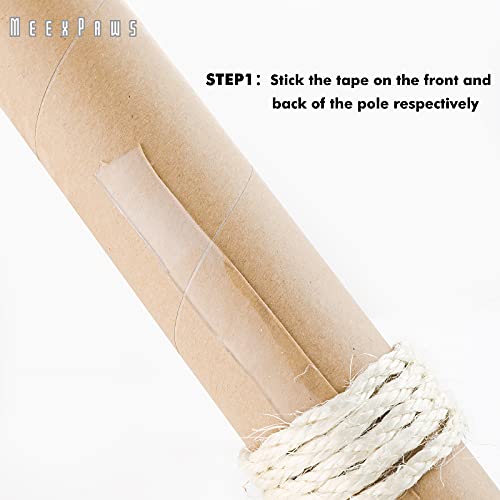 MEEXPAWS Natural Strong Sisal Rope Replacement for Cat Scratching Posts | Adhesive Tapes for Winding Easy & Tight | 1/4 β Diameter | Brown | 164FT