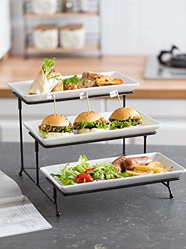 Serving Tray with Handle Exrta Large Porcelain Serving Platter Perfet for Display 16-Inch White