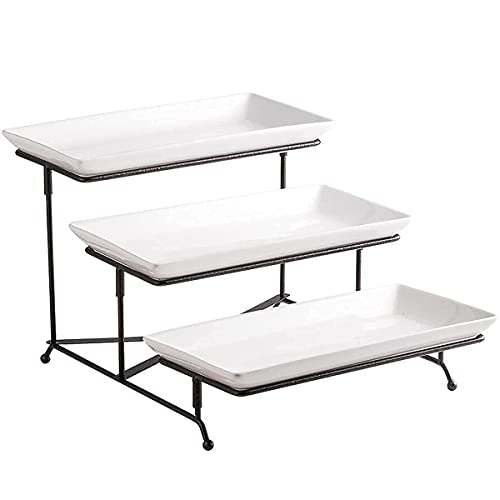 Serving Tray with Handle Exrta Large Porcelain Serving Platter Perfet for Display 16-Inch White