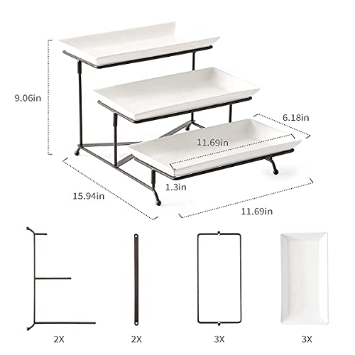 Serving Tray with Handle Exrta Large Porcelain Serving Platter Perfet for Display 16-Inch White
