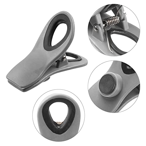 edge Chip Clips for Food Snack Bags and Storage Non-Slip with Magnetic Back and Loop Holes (20 Piece Medium, Charcoal)