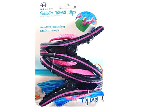 Black Flops Style Beach Towel Clips Jumbo Size for Beach Chair, Cruise Beach Patio, Pool Accessories for Chairs, Household Clip, Baby Stroller. by C&H Solutions