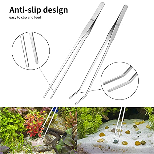 Skyeasure Aquascape Tools, Long Tweezers for Terrarium, Terrarium Tools, Stainless Steel Aquarium Plant Tools Fish Tank Cleaning Tools Aquarium Tweezers Scissors Spatula Set for Aquarium Starter Kit