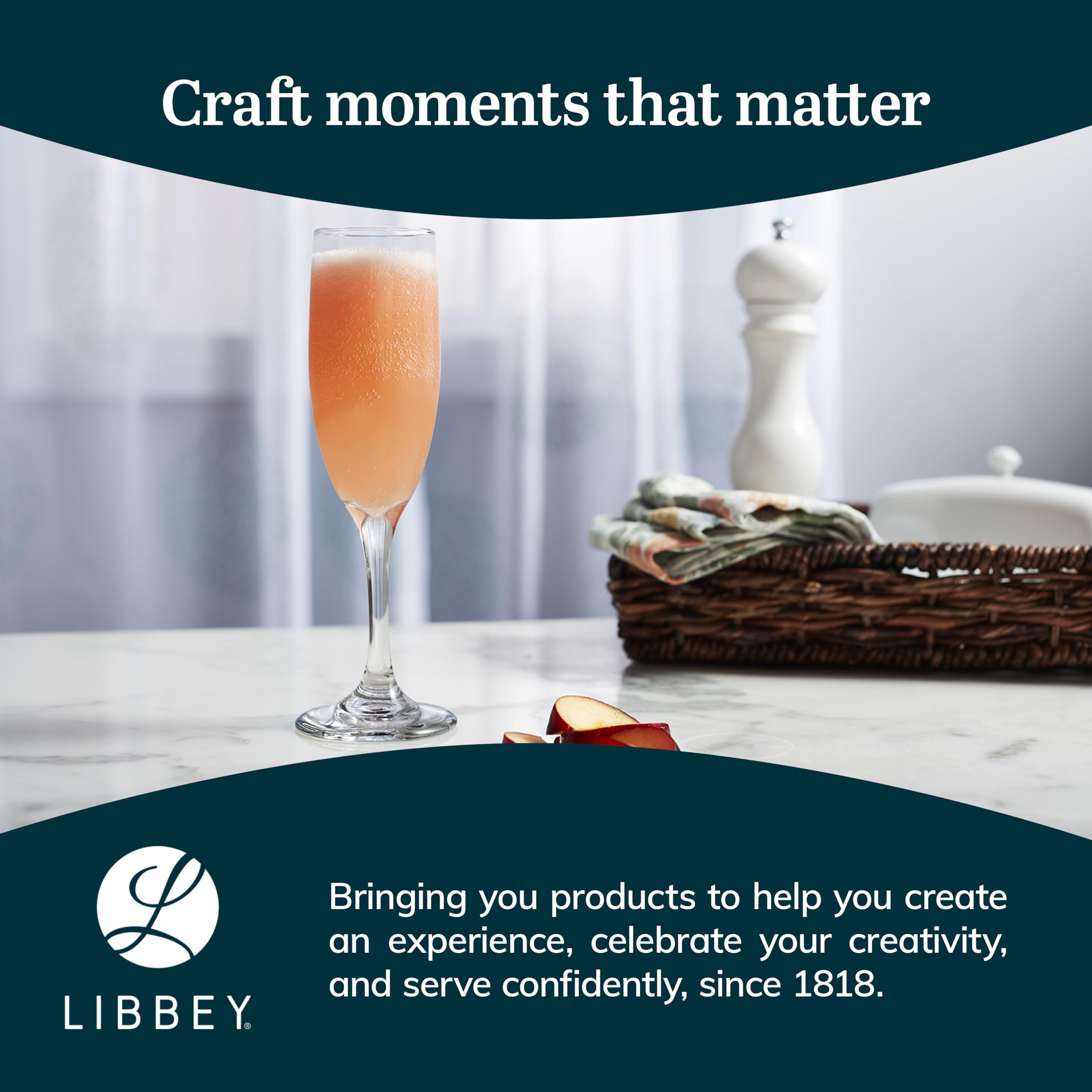 Libbey Catawba Flute Glasses, 6-ounce, Set of 12