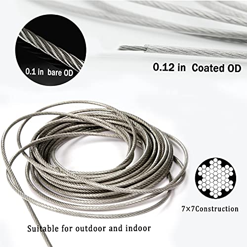 MHY 32Ft Clotheslines,Outdoors 304 Stainless Steel Clothes Line,Heavy Duty Cable Wire Rope String with Retractable System,Windproof Clothes Rope for Outdoor/Indoor/Home/Drying/Curtain Hanging