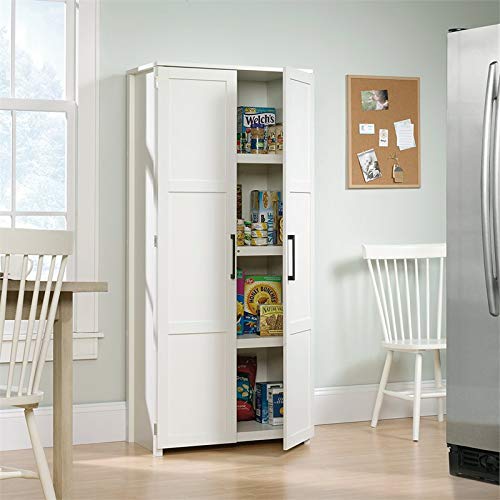Pemberly Row 30" W Pantry Storage Cabinet with Doors and Shelves in White
