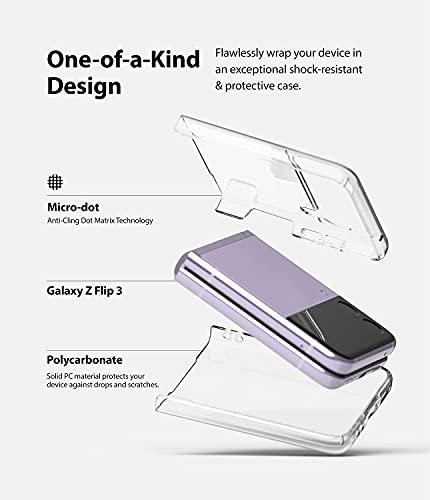 Ringke Slim Case Compatible with Samsung Galaxy Z Flip 3, Premium Thin Transparent Hard PC with Non-Slip Grip Protective Phone Cover for Z Flip3 5G (2021) - Clear