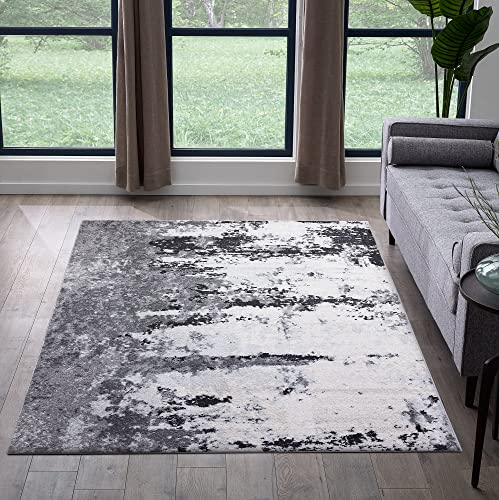 Edenbrook Area Rugs for Living Room - Black and Cream Rug-Low Pile Perfect for High Traffic Areas, 8x10 Rug
