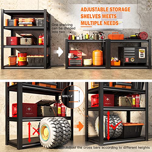 Raybee Garage Shelving Heavy Duty, 40" Wide Garage Storage Shevles Heavy Duty Shelving, Adjustable 4 Tier Metal Shelving, Garage Shelves Heavy Duty Shelves, Industrial Storage Rack, 40" W x19 D x57 H