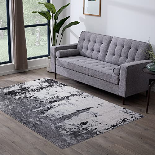 Edenbrook Area Rugs for Living Room - Black and Cream Rug-Low Pile Perfect for High Traffic Areas, 8x10 Rug