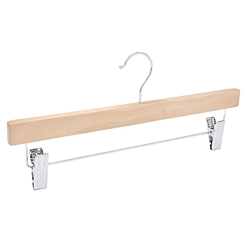 Amazon Basics Wooden Hangers with Clips - Natural, 10-Pack